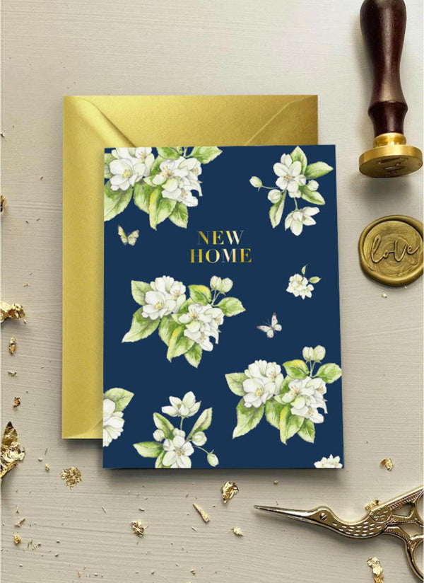 Floral New Home Card - Crumble and Core Gold Foiled Design