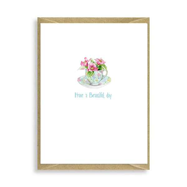 Mini Greeting Card - Crumble And Core Teacup Flower Design